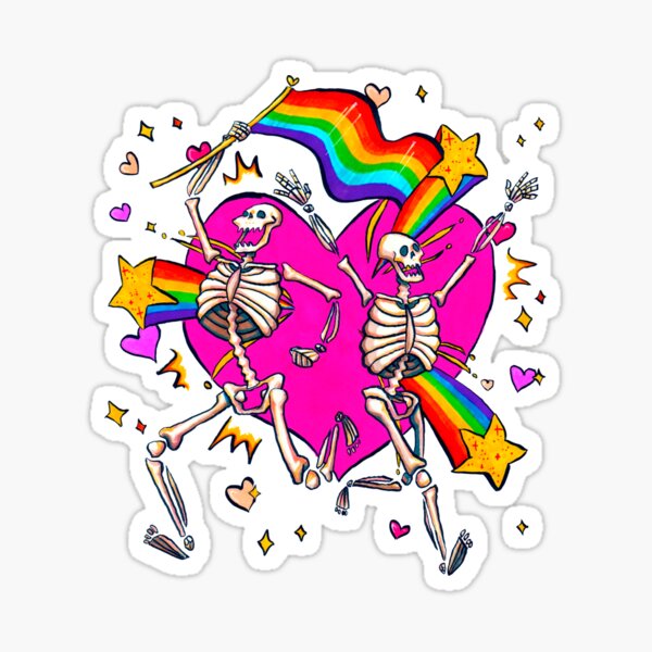 "Gay Pride Skeletons" Sticker by moveslikekeef | Redbubble