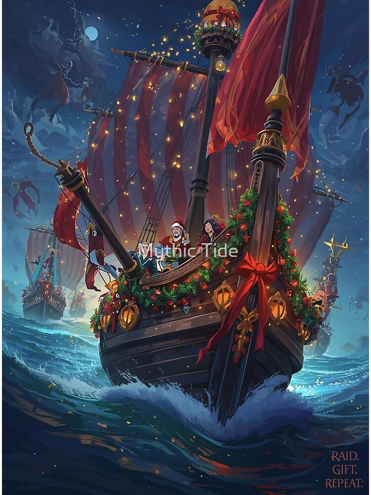 "Christmas Longship Fleet – Viking Santa Sleigh Ship" Poster for Sale ...