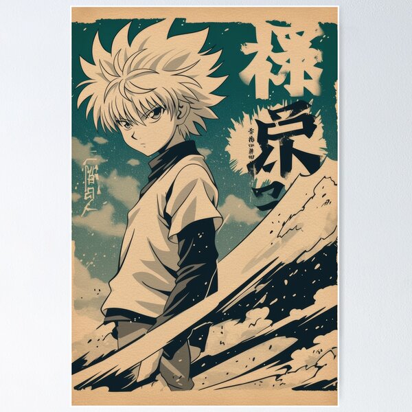 "Killua Vintage Warned Poster " Poster for Sale by MyPawtrait | Redbubble