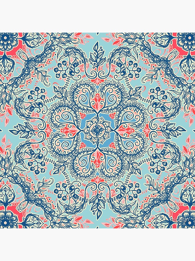 "Gypsy Floral in Red & Blue" Canvas Print for Sale by micklyn | Redbubble