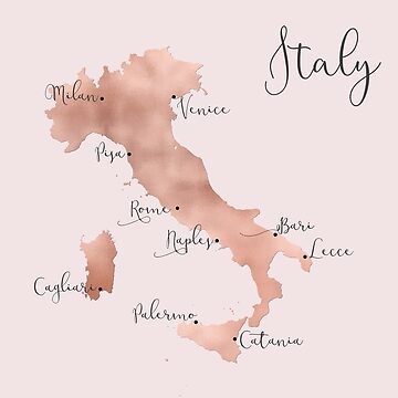 "Pretty Pink Italy Map" Greeting Card for Sale by lolomastudio | Redbubble