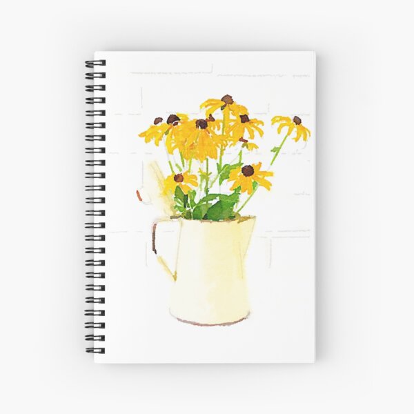 "Black Eyed Susans in Vintage Pitcher" Spiral Notebook by AnnDrake ...