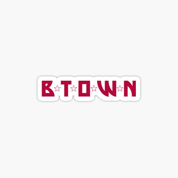 "BTown Rock Font" Sticker by emmybdesigns | Redbubble
