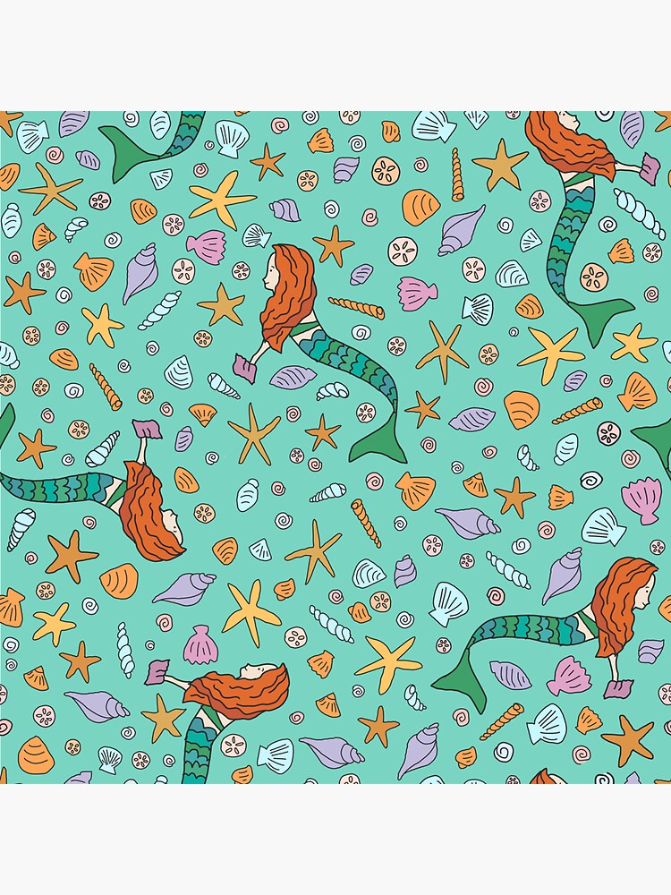 "Mermaids and sea shells" Sticker for Sale by cllanter | Redbubble