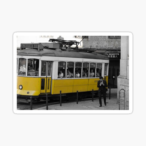 "Tram and smoking in Lisbon" Sticker for Sale by jsebouvi | Redbubble