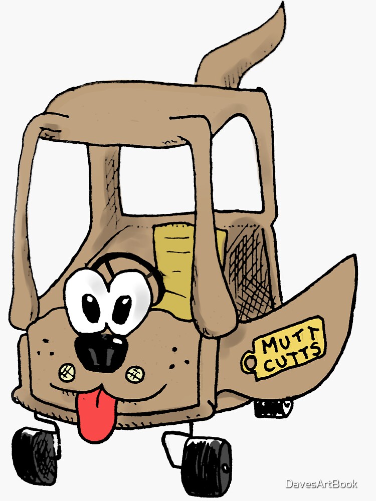 "Mutt Cutts Toy Car " Sticker for Sale by DavesArtBook | Redbubble