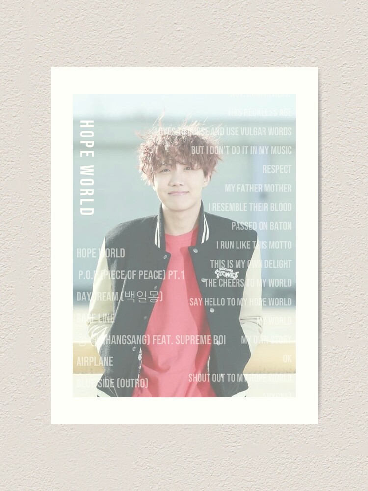Prints Art & Collectibles J-Hope Hope World Lyrics Art Print Digital ...