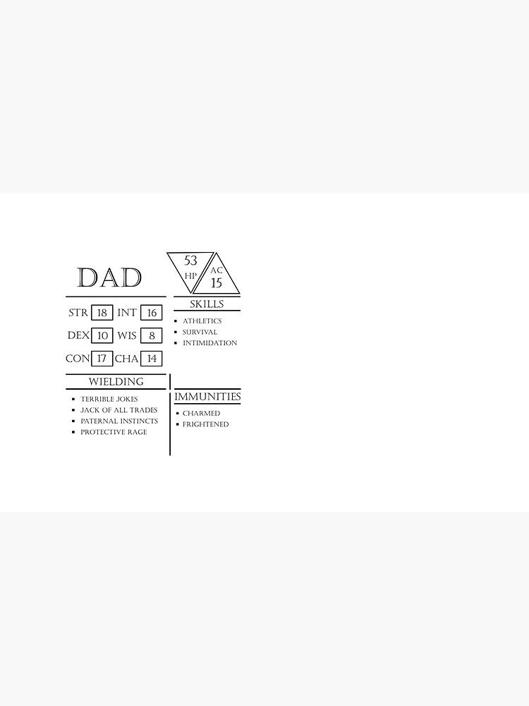 "Dad Stats - Character Sheet - Black" Coffee Mug for Sale by ...