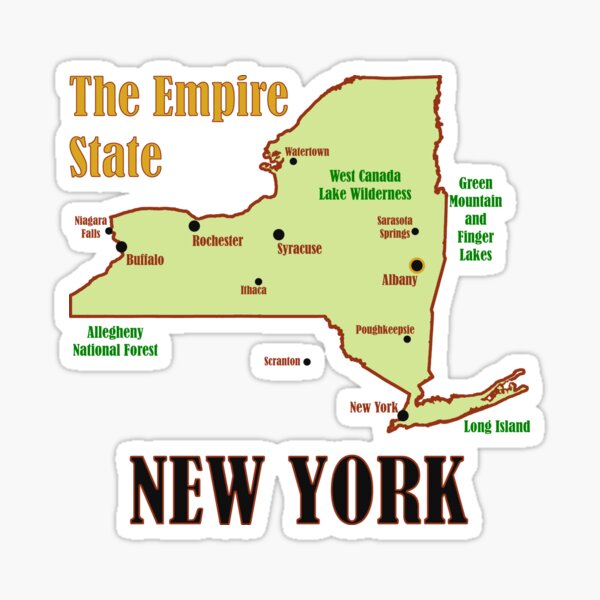 "New York State Map" Sticker for Sale by Beery | Redbubble
