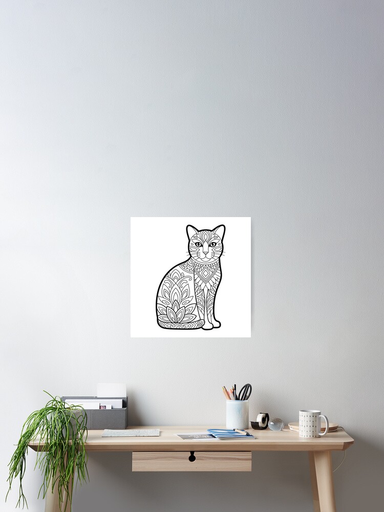 "Cat Mandala Coloring Design – Perfect for DIY Coloring T-Shirts ...