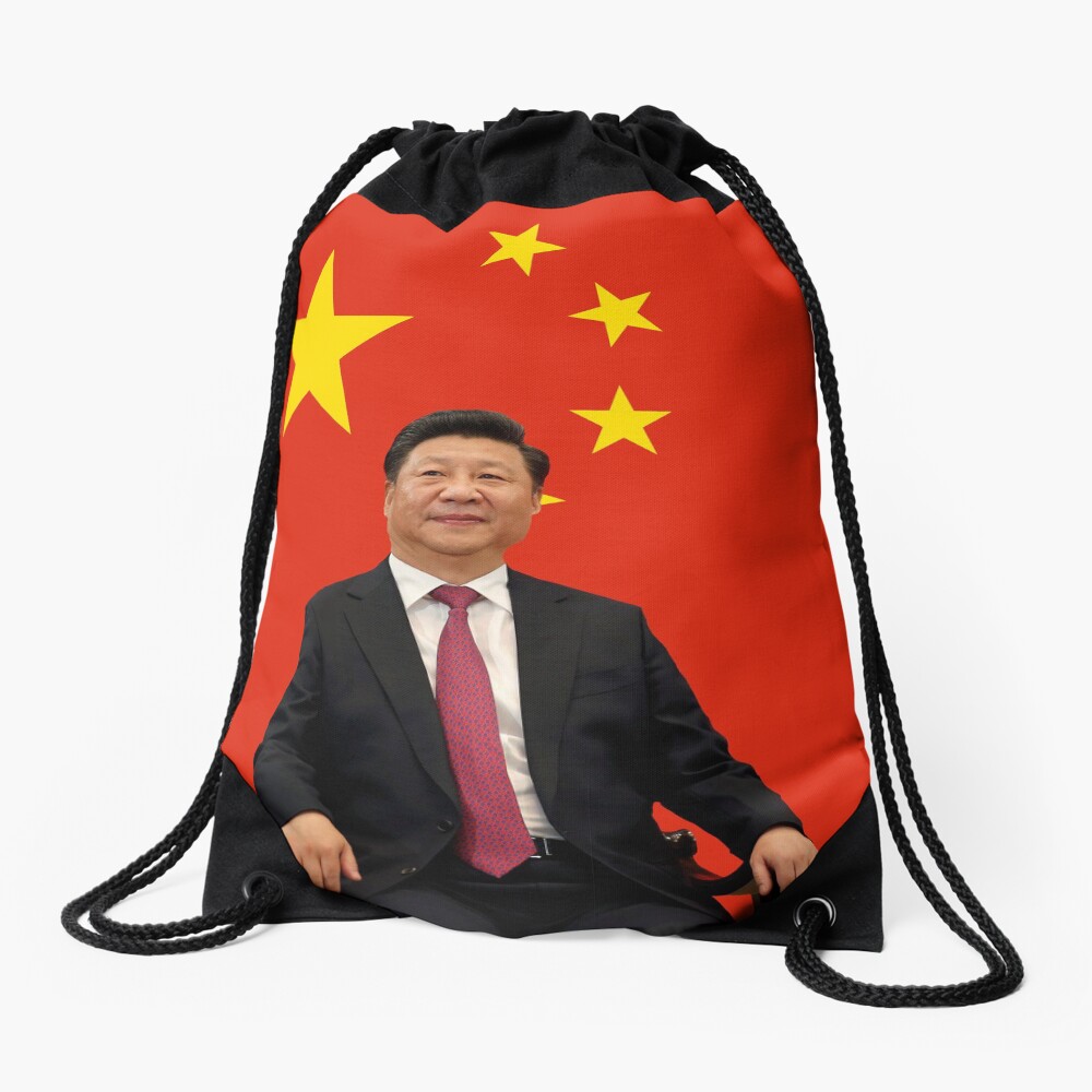 "Xi Jinping in front of the Chinese Flag" Drawstring Bag for Sale by ...