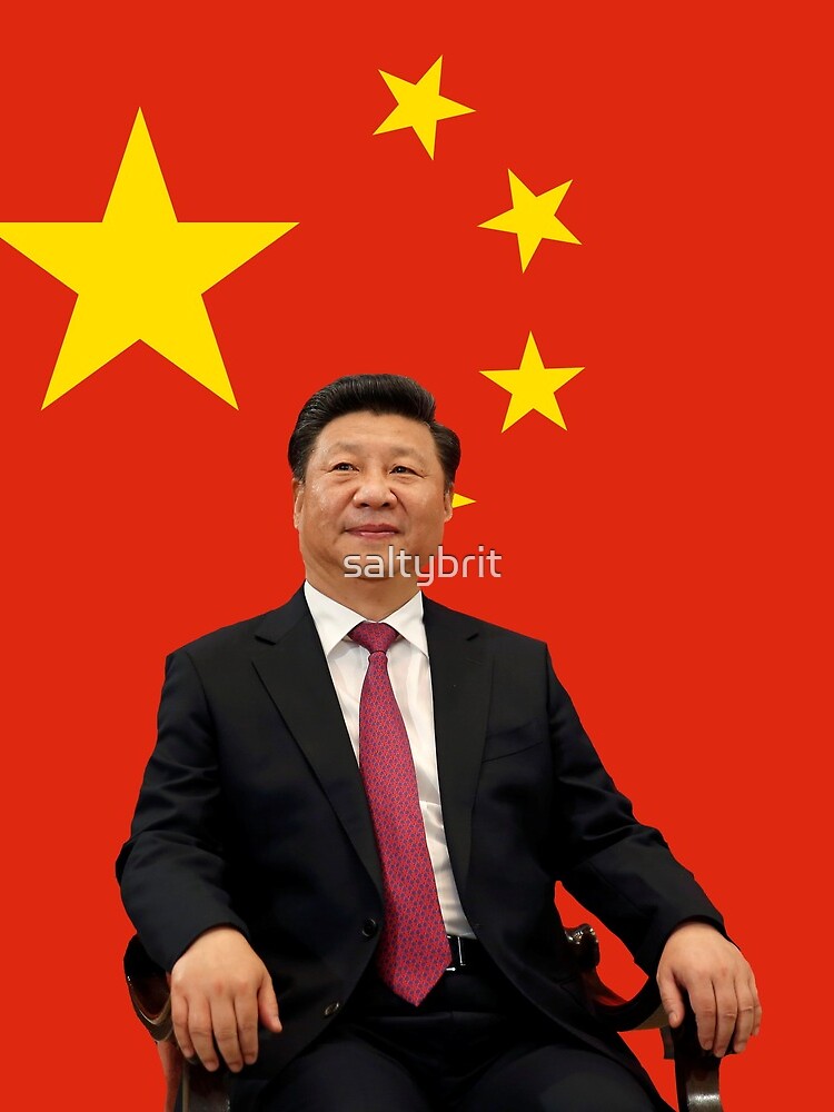 "Xi Jinping in front of the Chinese Flag" Drawstring Bag for Sale by ...