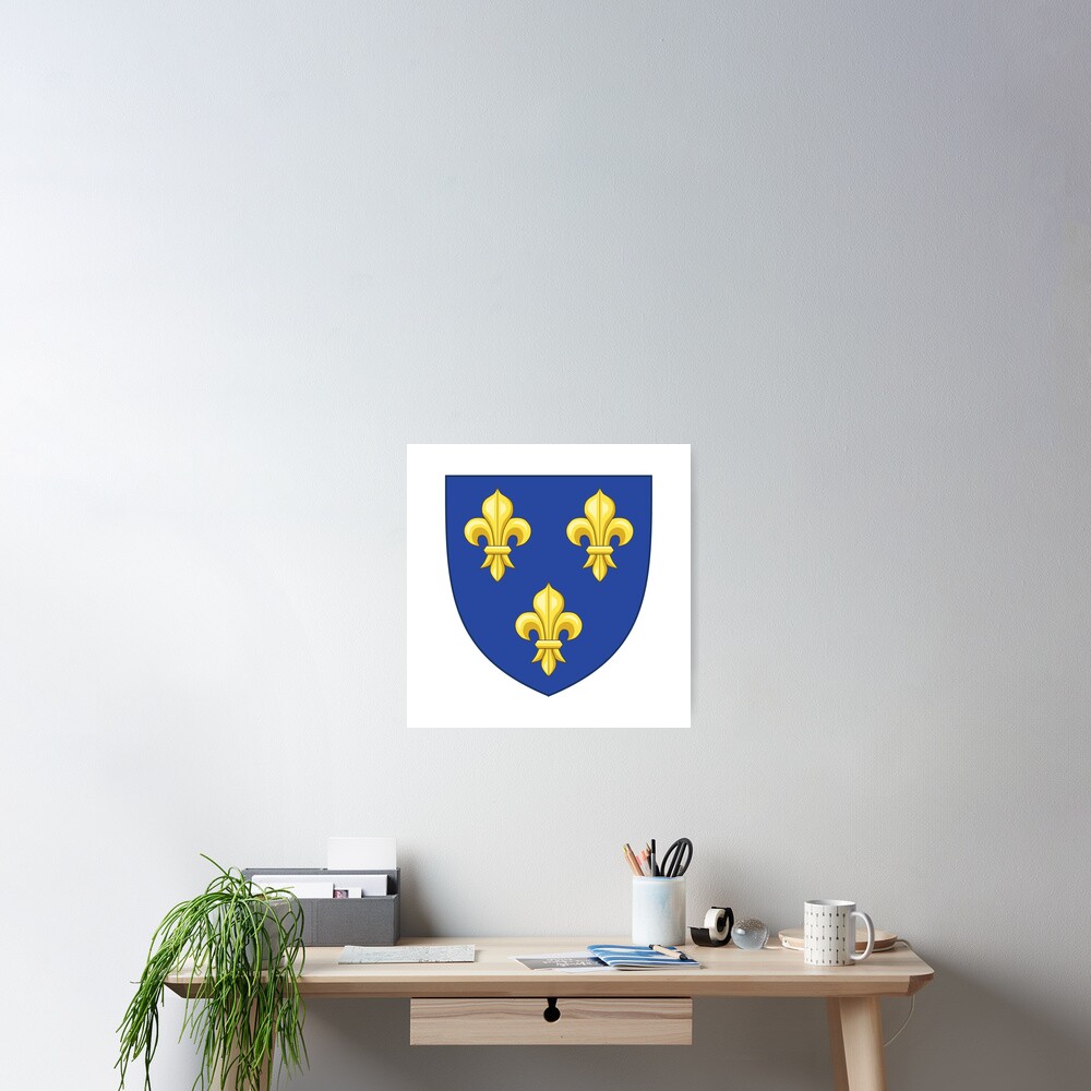 "Blason France moderne French royal golden yellow fleur de lys lis blue ...