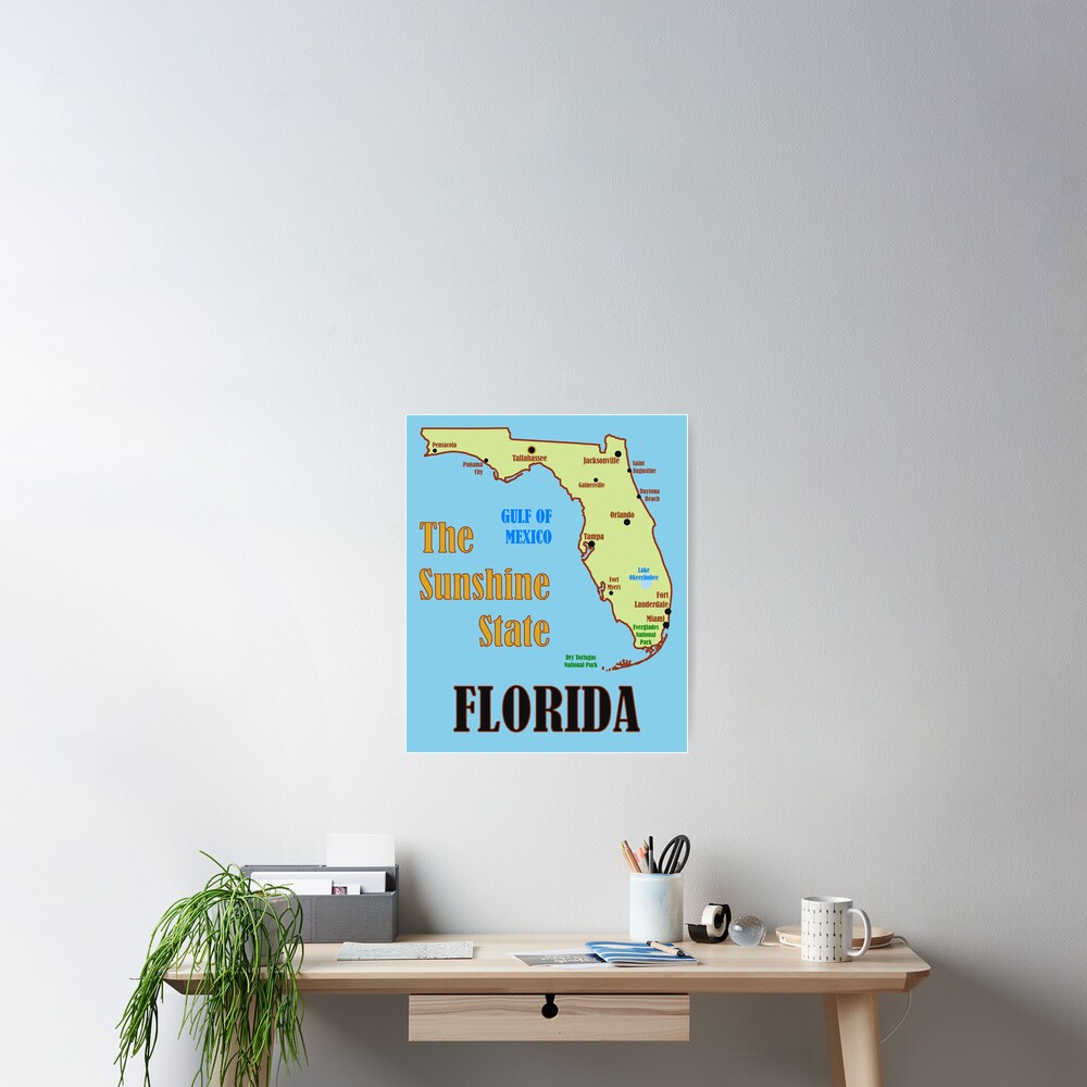 "Florida State Map" Poster for Sale by Beery | Redbubble