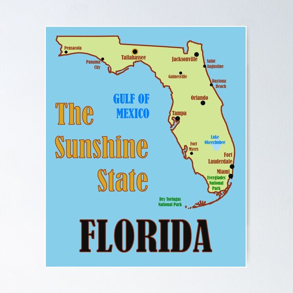 "Florida State Map" Poster for Sale by Ian Cooper | Redbubble