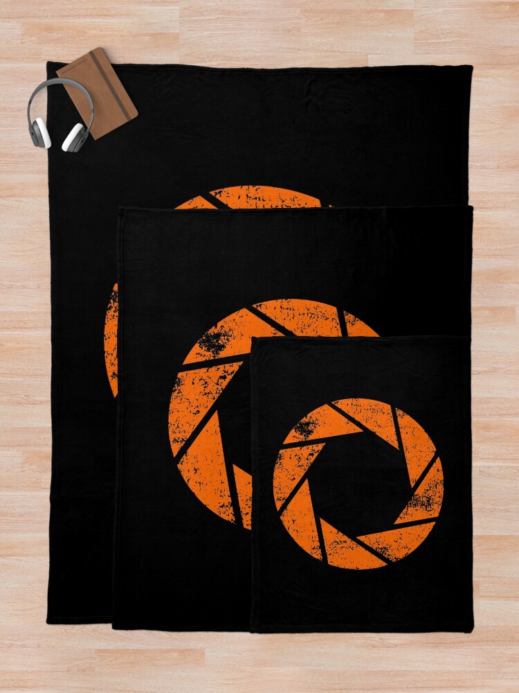 "Aperture Science (Orange) Logo · Distressed" Throw Blanket for Sale by ...