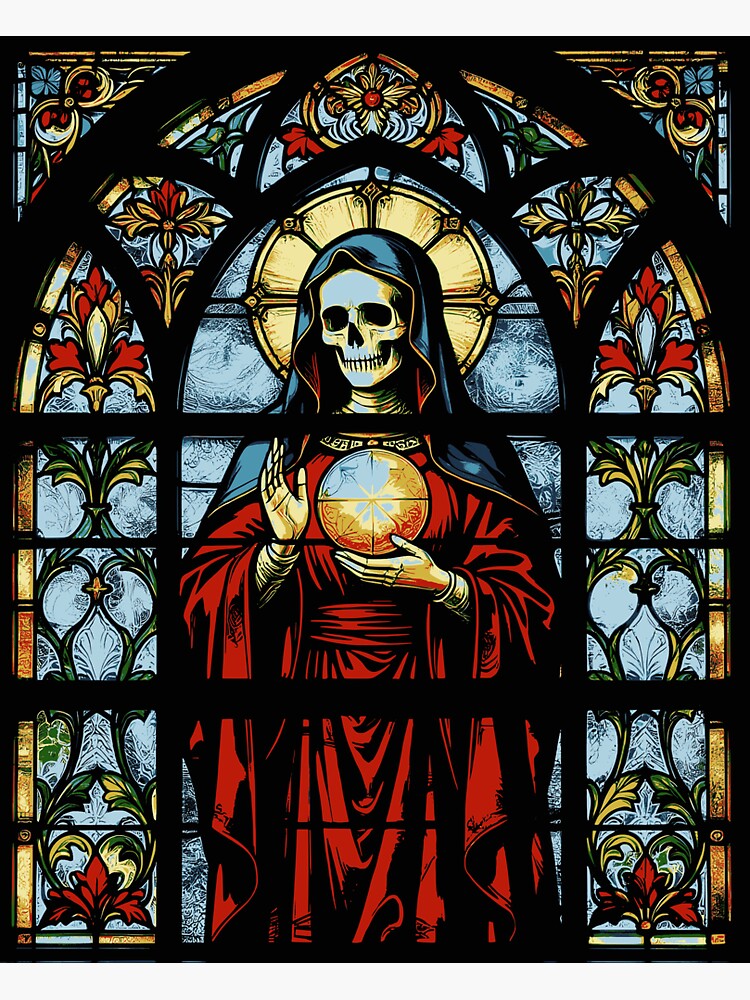 "Stained glass Santa Muerte" Sticker for Sale by veryarticulated ...