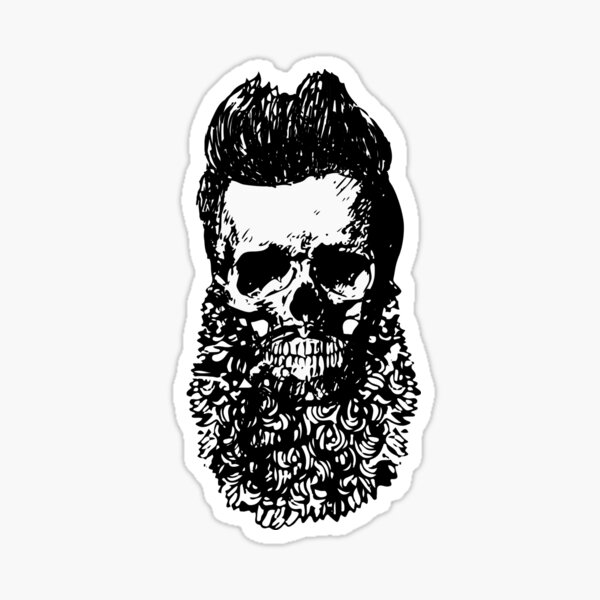 "Bearded skull" Sticker for Sale by jumperor | Redbubble