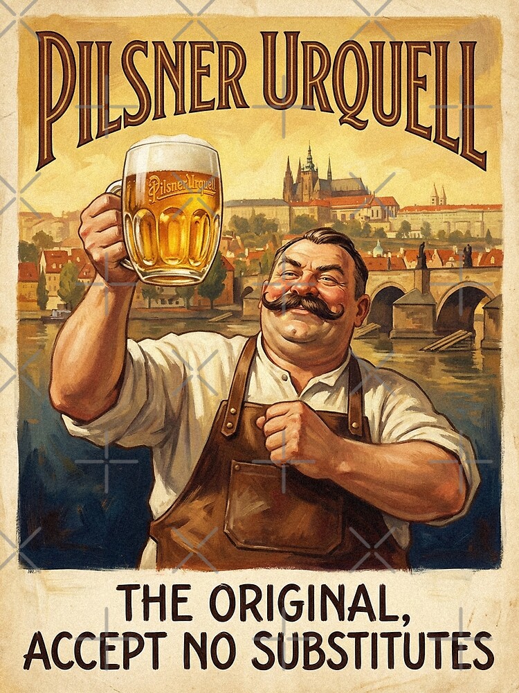 "PILSNER URQUELL THE ORIGINAL ACCEPT NO SUBSTITUTES Vintage 1950s Czech ...