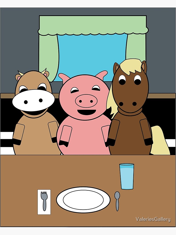 "Farm at Table Cute Cow Pig Horse" Photographic Print for Sale by ...