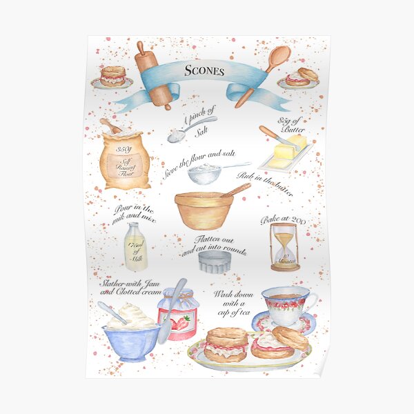 "Illustrated Scone Recipe" Poster by TheodoraG | Redbubble