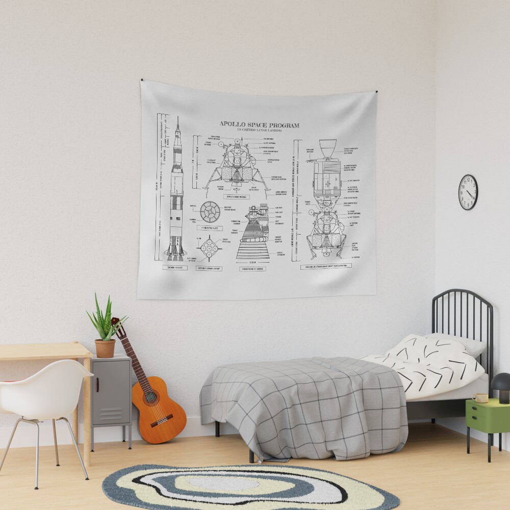 "Apollo Program. US Crewed Lunar Landing (White Stencil-No Background ...