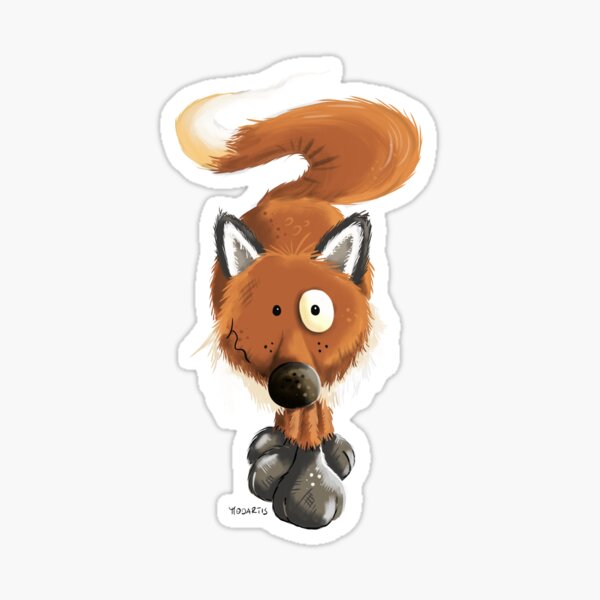 "Cool Red Fox Cartoon" Sticker by modartis | Redbubble