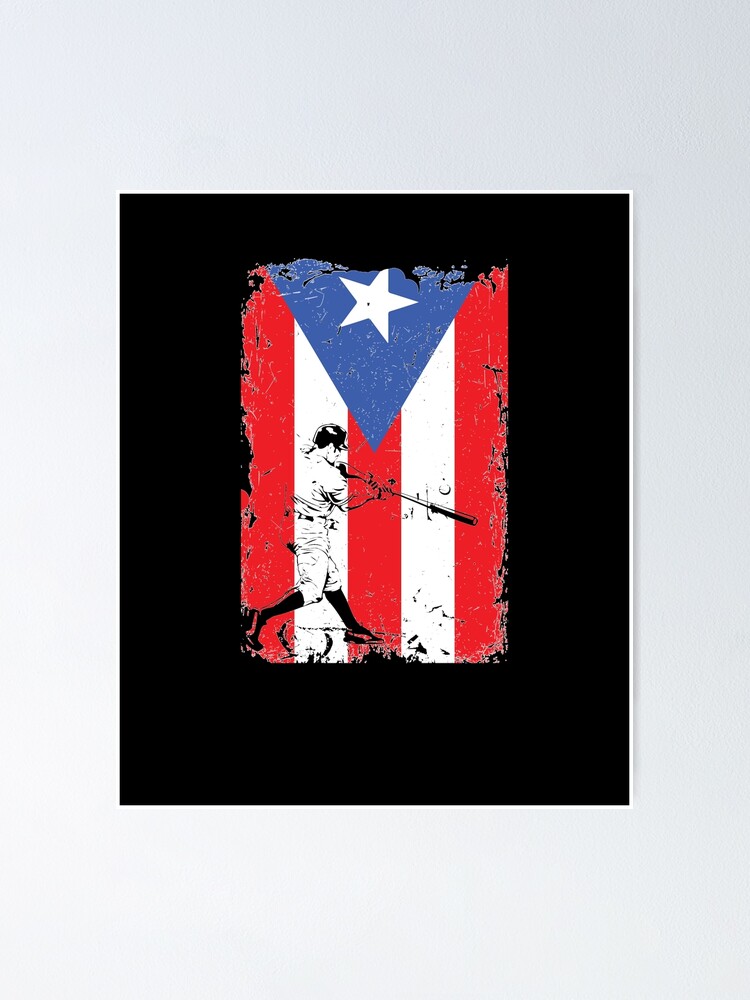 "Puerto Rico Flag Baseball Player V5" Poster by TeeTimeGuys | Redbubble