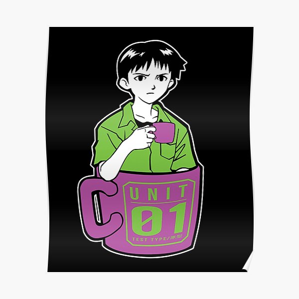 "Ikari Shinji from Evangelion Neon Genesis Disapproving Cup" Poster for ...