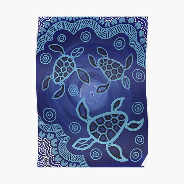 "Authentic Aboriginal Art - Sea Turtles" Poster for Sale by HogarthArts ...