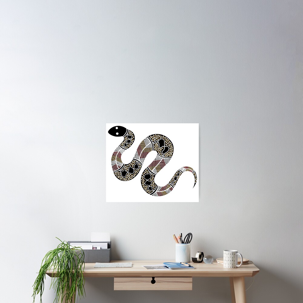 "Authentic Aboriginal Art - Snake" Poster for Sale by HogarthArts ...
