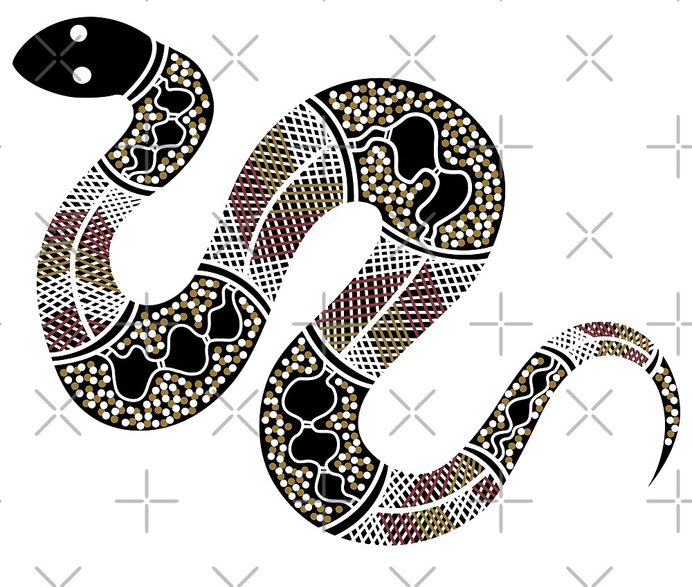 "Authentic Aboriginal Art - Snake" by HogarthArts | Redbubble