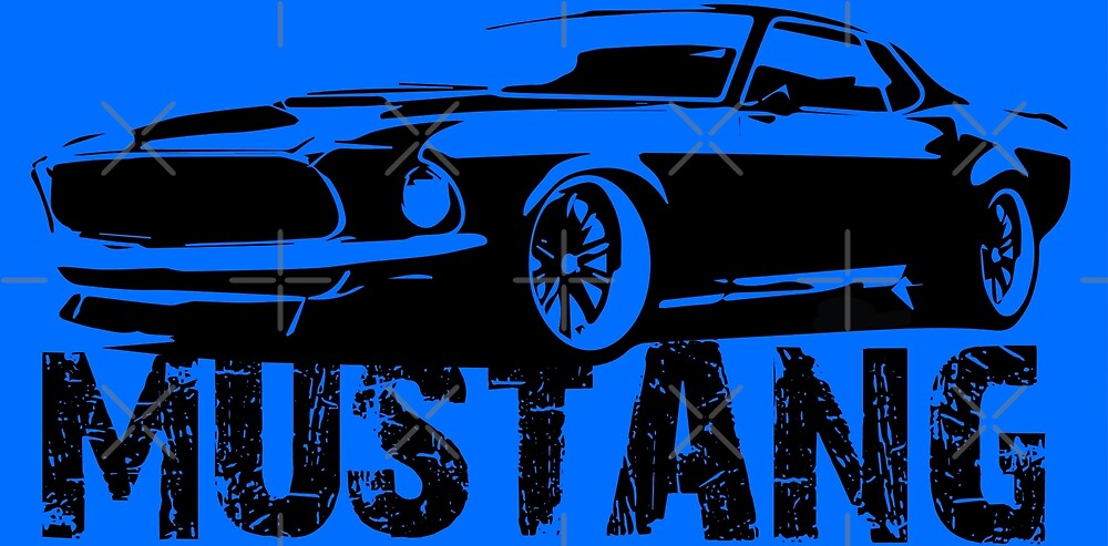 "Ford Mustang - Front with words" by HogarthArts | Redbubble