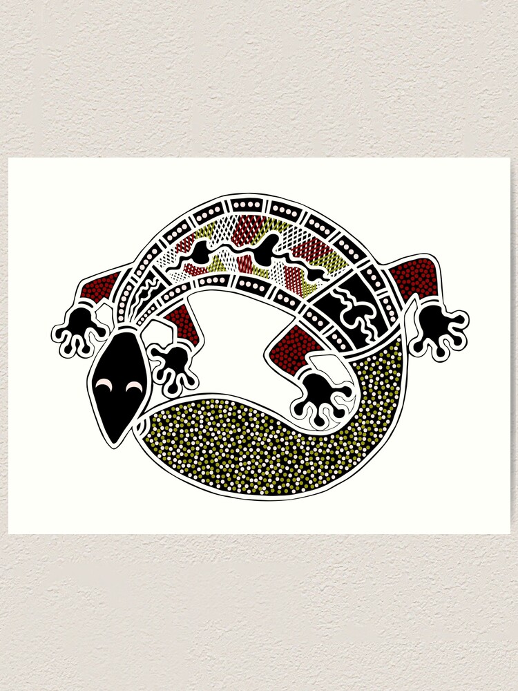 "Authentic Aboriginal Art - The Gecko" Art Print by HogarthArts | Redbubble