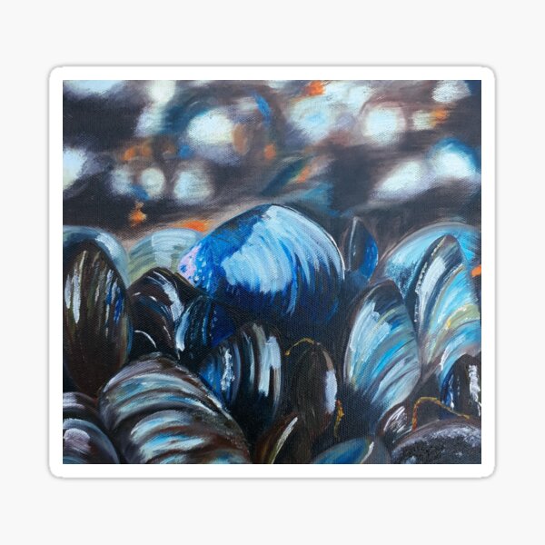"Shiny Mussel Shells" Sticker by MaggieMosleyArt | Redbubble