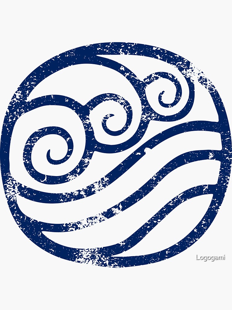 "Waterbending Logo · Distressed" Sticker by Logogami | Redbubble