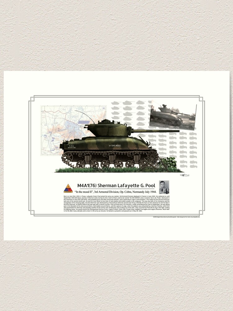 "M4A1(76) Sherman "in the mood" Lafayette G. Pool" Art Print for Sale ...