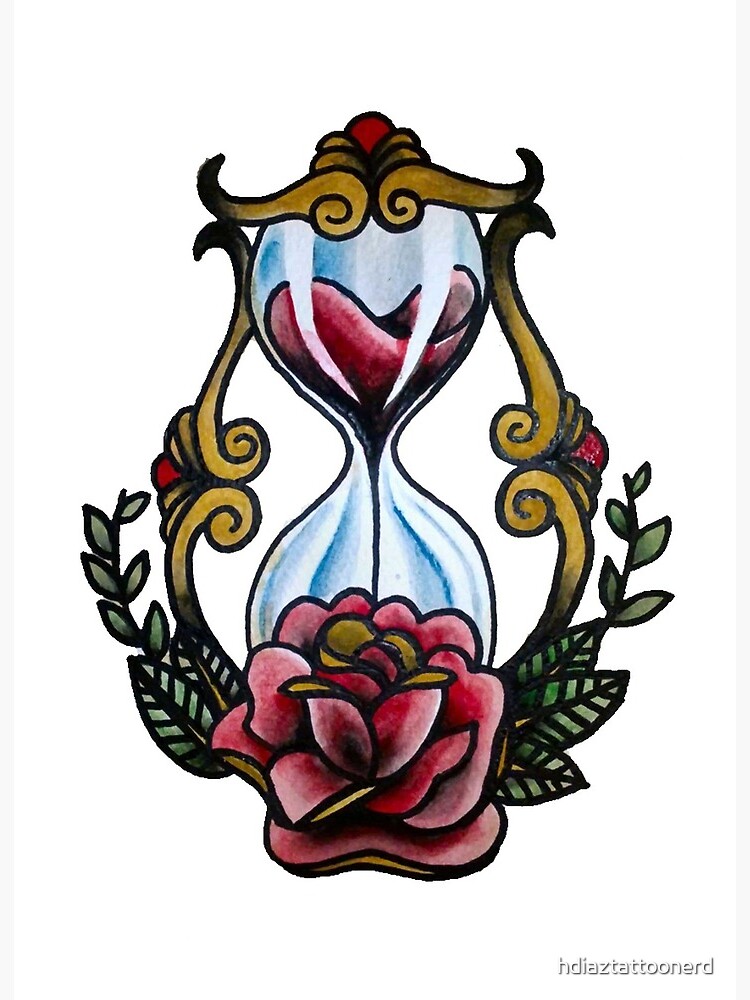 "Tattoo Hour Glass" Art Board Print for Sale by hdiaztattoonerd | Redbubble
