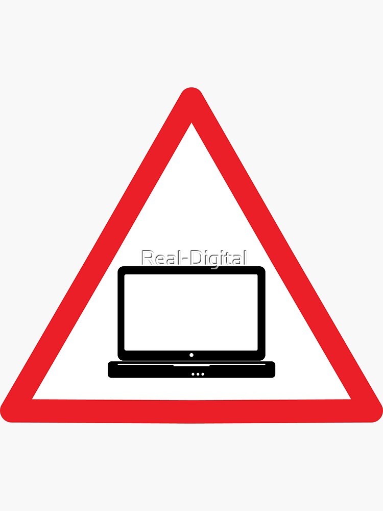 "Laptop - Warning " Sticker for Sale by Real-Digital | Redbubble