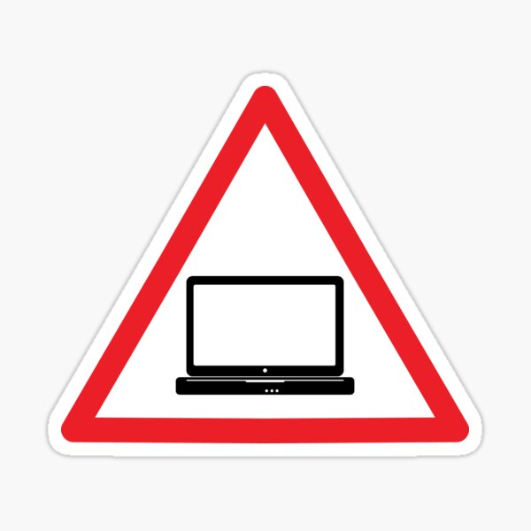 "Laptop - Warning " Sticker for Sale by Real-Digital | Redbubble