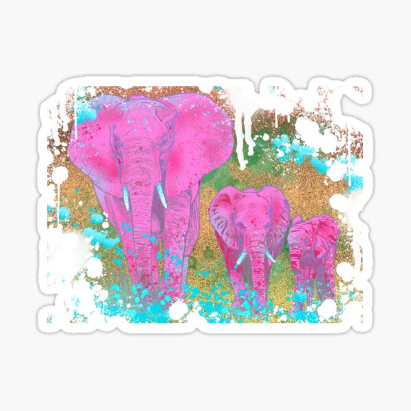 "Pink Elephant Family " Sticker for Sale by CJOrazi | Redbubble