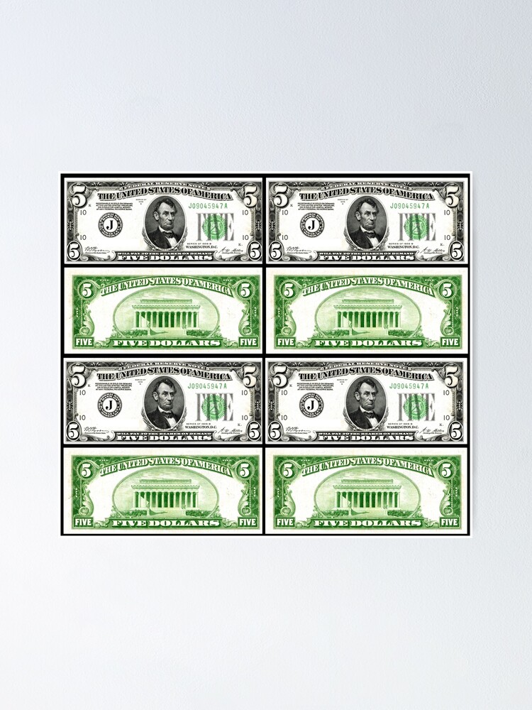 "FIVE DOLLAR BILLS" Poster by IMPACTEES | Redbubble