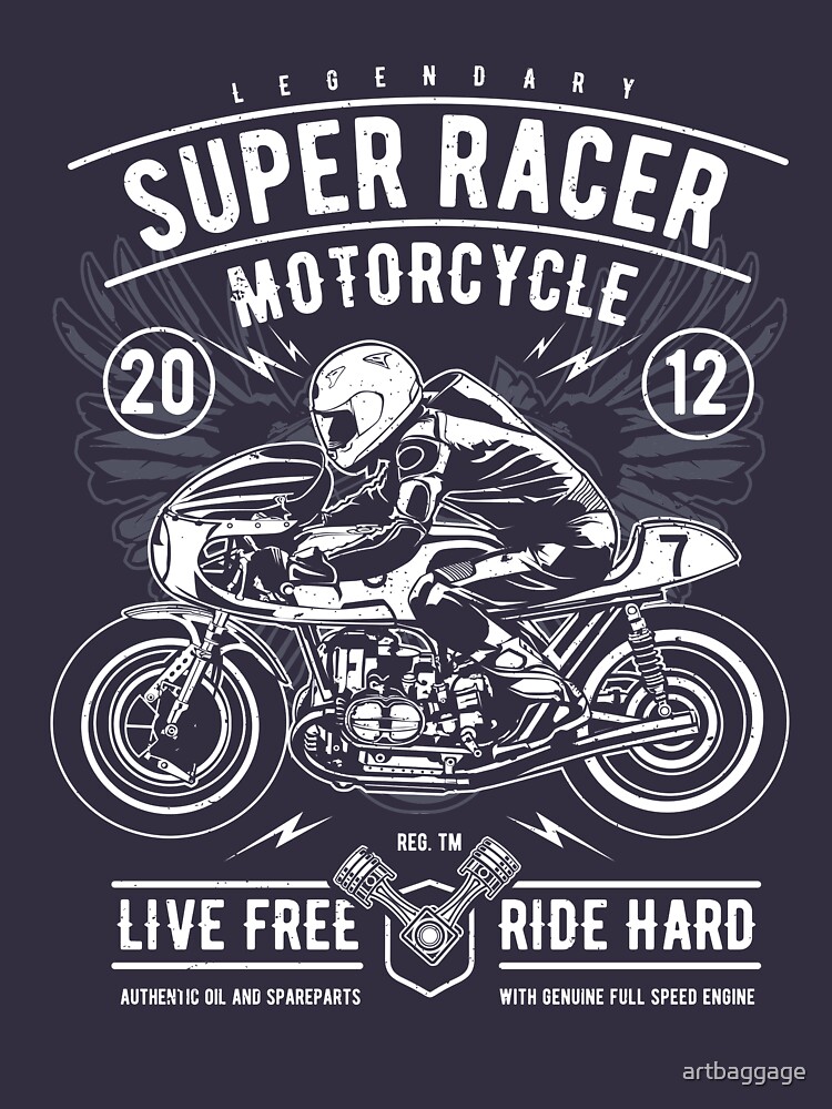 "Super Racer Motorcycle Legendary T-shirt" T-shirt by artbaggage ...