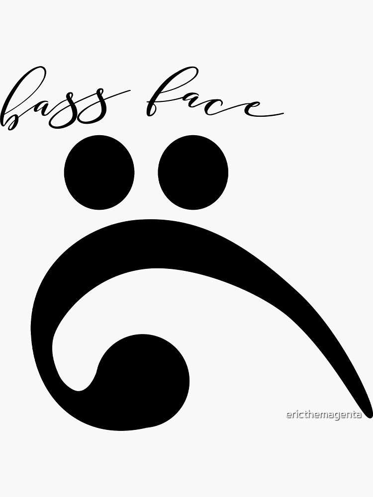 "bass face funny bass clef guitar string instrument" Sticker for Sale ...