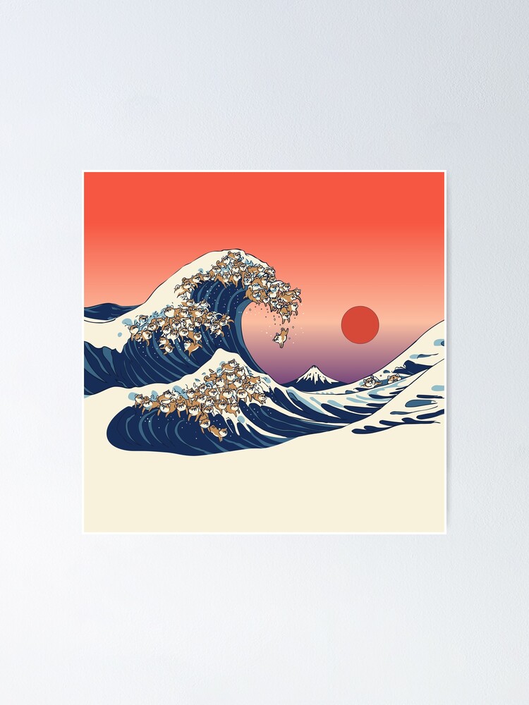 "The Great Wave of Shiba Inu" Poster for Sale by Huebucket | Redbubble