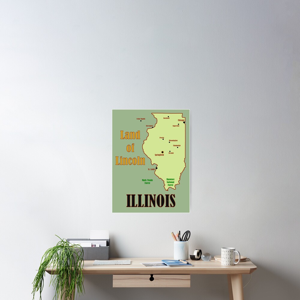 "Illinois State Map" Poster by Beery | Redbubble