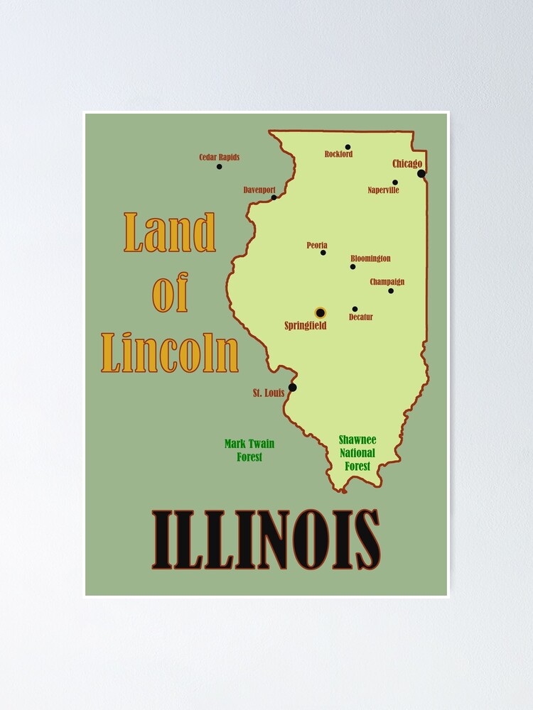 "Illinois State Map" Poster for Sale by Beery | Redbubble