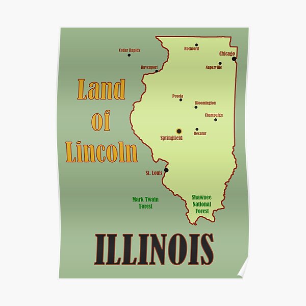 "Illinois State Map" Poster by Beery | Redbubble