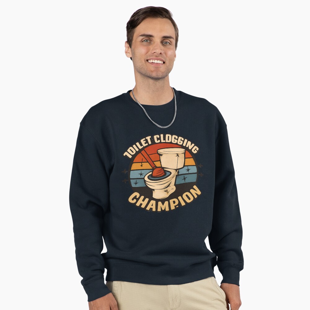 "Toilet Clogging Champion – Funny Retro Toilet Plunger Design" Sticker ...