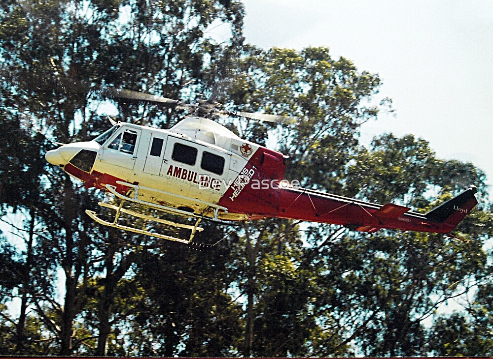 "Helimed 1 leaving Noojee, Gippsland, Victoria" by Bev Pascoe | Redbubble
